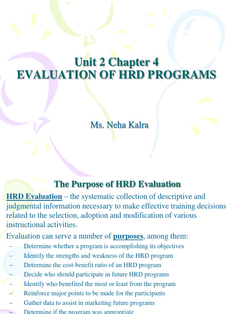 Evaluation of HRD Program | PDF | Observation | Evaluation