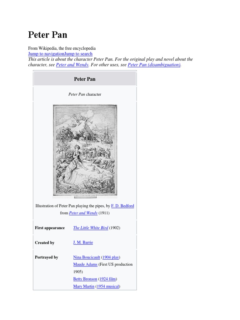 Peter Pan: Jump To Navigationjump To Search | Download Free PDF | Peter ...