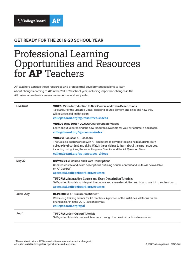 Ap 2019 Professional Development For Teachers | PDF | Teachers ...