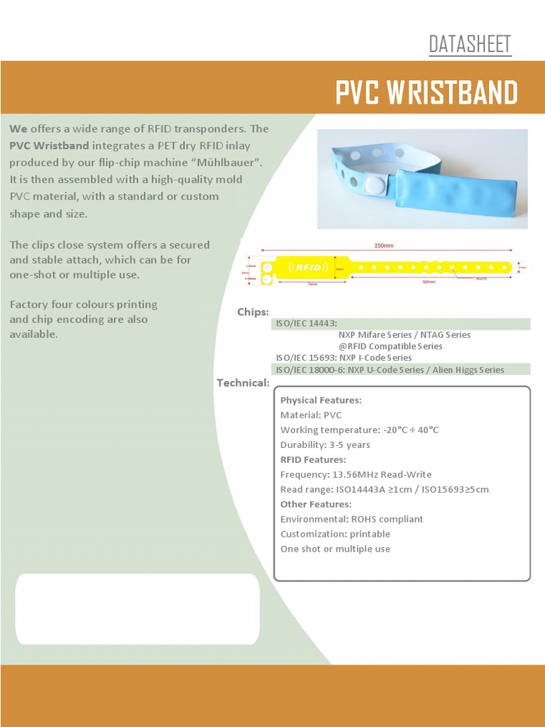 Datasheet PVC Wristband | PDF