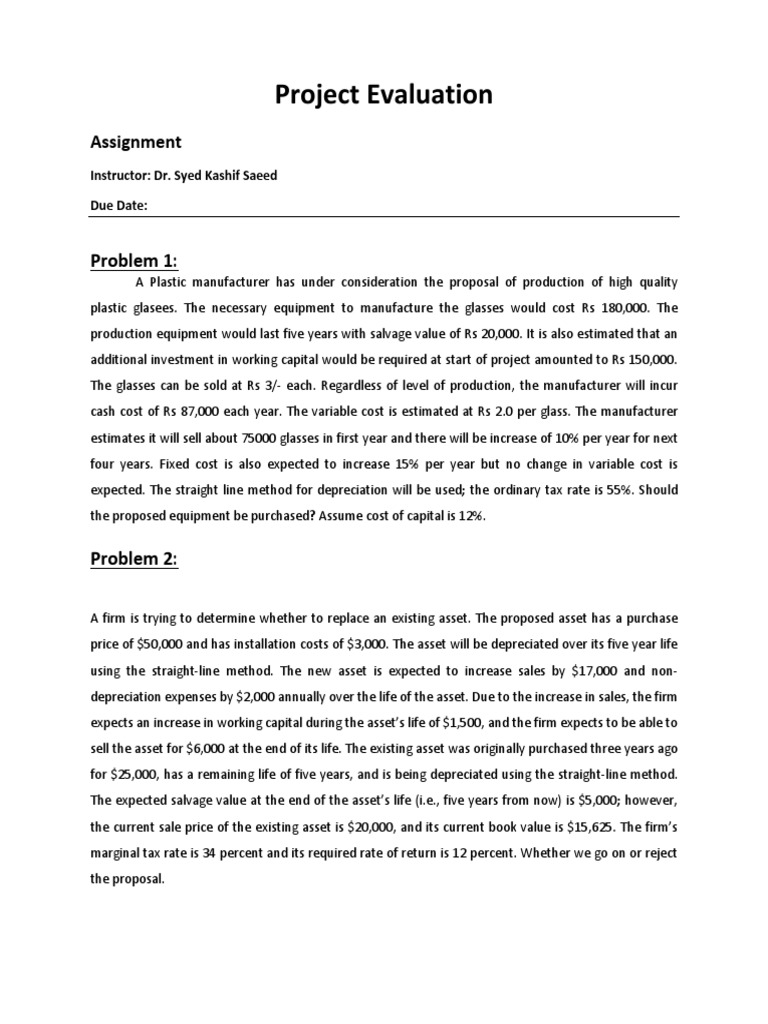 Project Evaluation Questions | PDF | Depreciation | Market (Economics)
