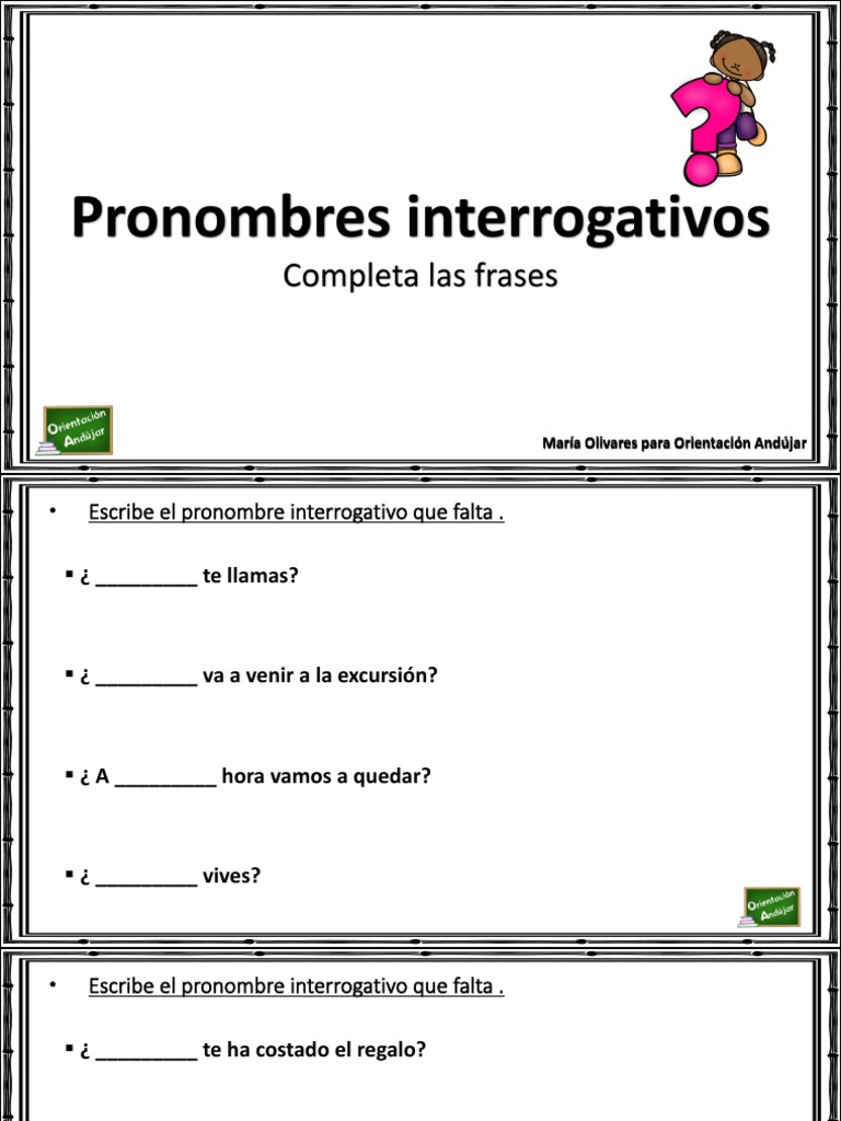 Pronombres Interrogativos | PDF | Relaciones personales, crianza y ...