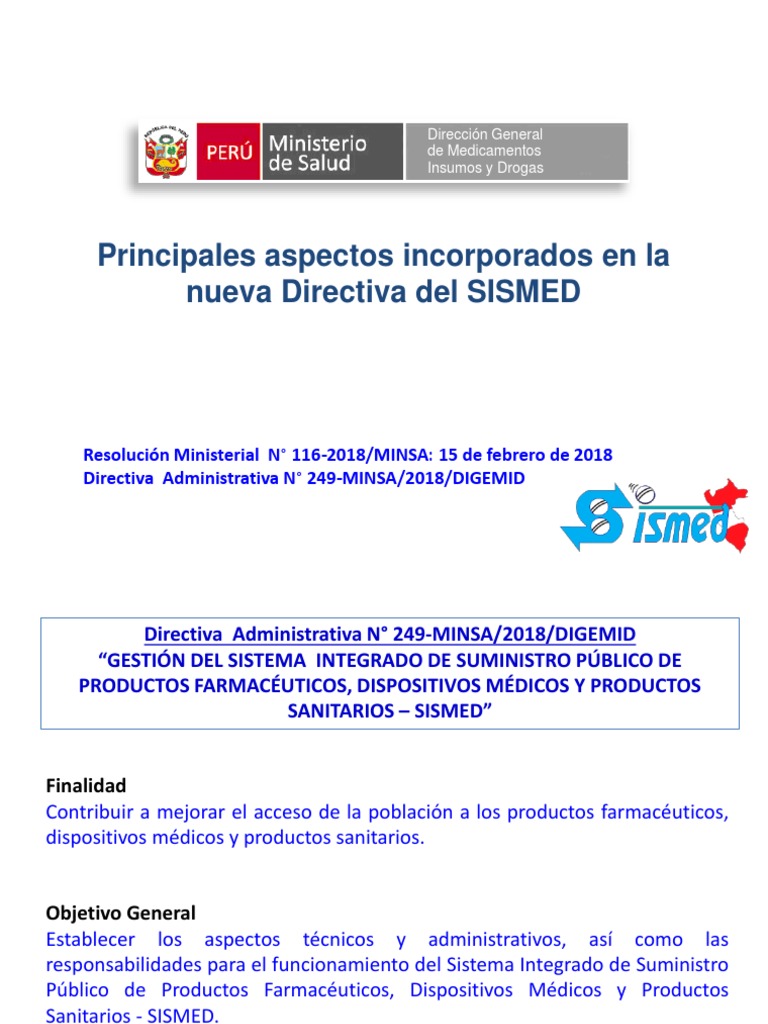 Nueva Directiva Del SISMED.-RM #116-2018 | PDF | Farmacéutico | Farmacia