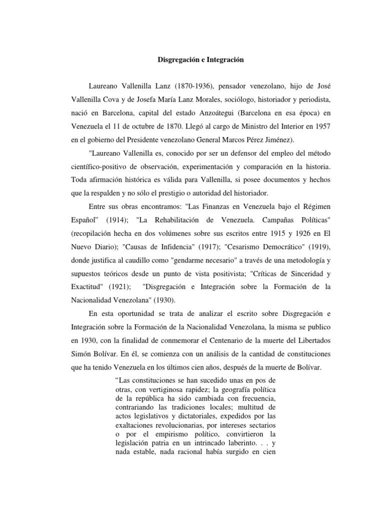 Disgregación e Integración | Descargar gratis PDF | Venezuela | Teorías ...