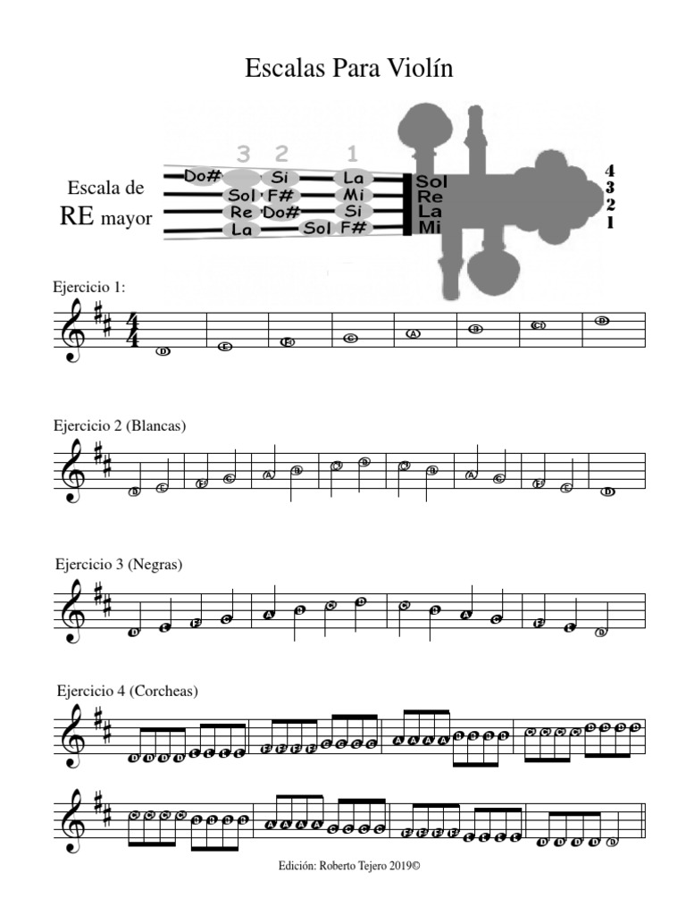 Escala Re violin | Composiciones Musicales | Teoría musical
