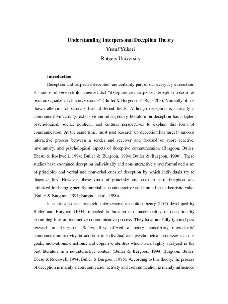 Interpersonal Deception Theory Explained | PDF | Deception ...