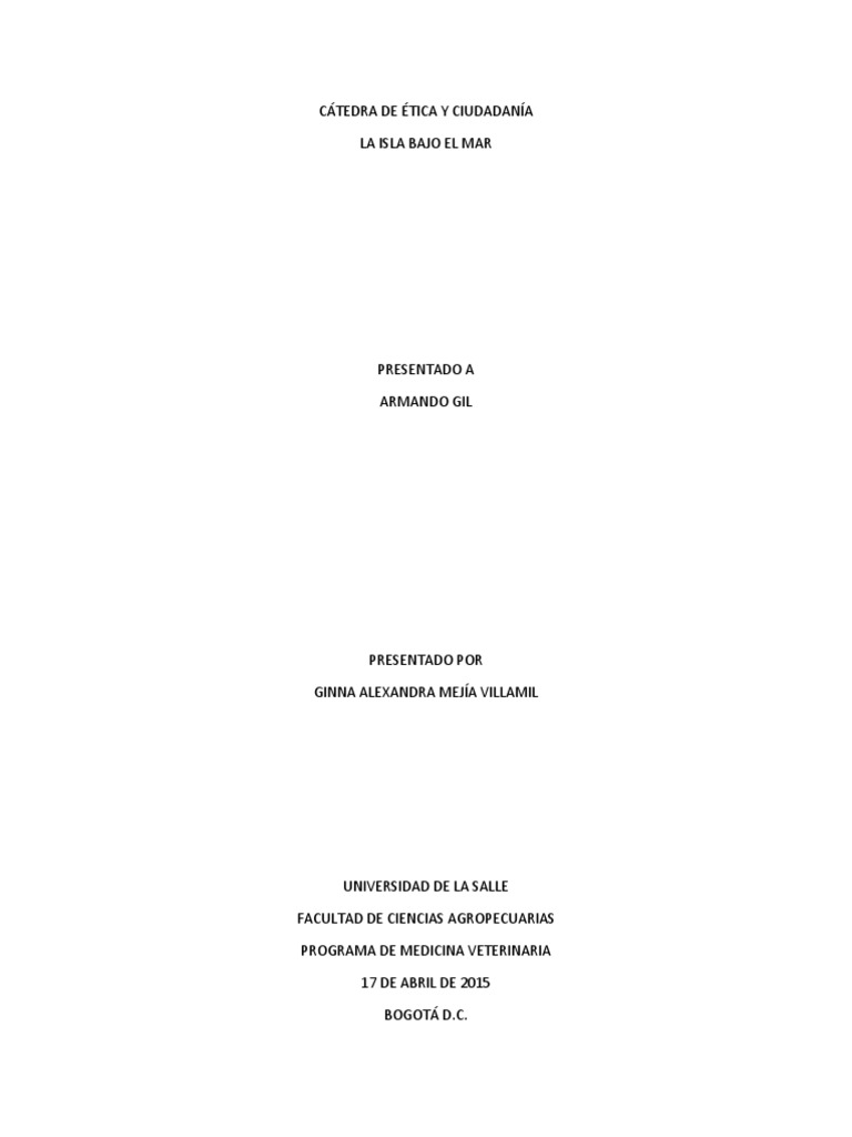 LA ISLA BAJO EL MAR Resumen | PDF