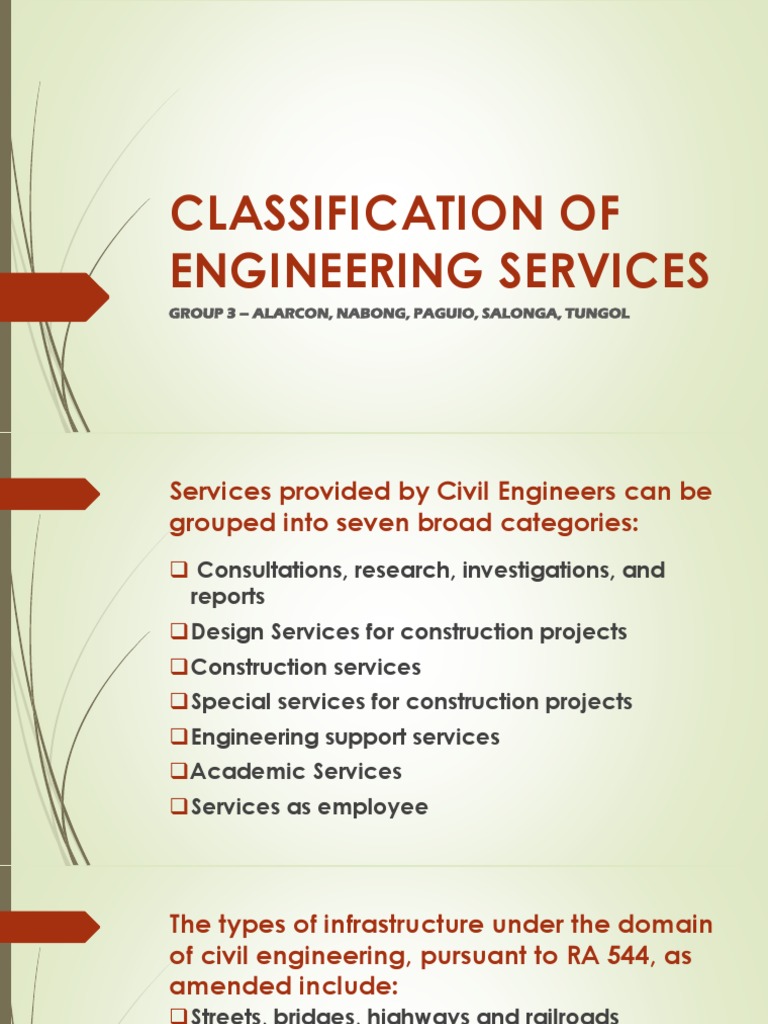 Classification of Engineering Services Report | Download Free PDF ...