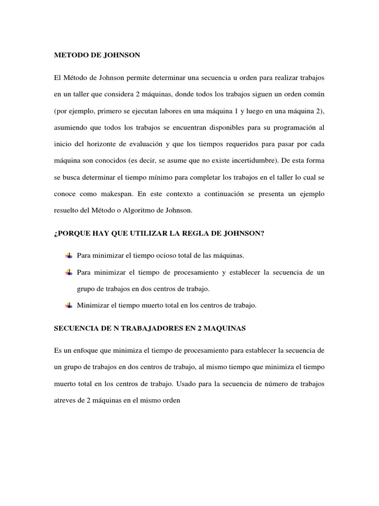 Método de Johnson para Secuenciación | PDF | Programa de computadora ...