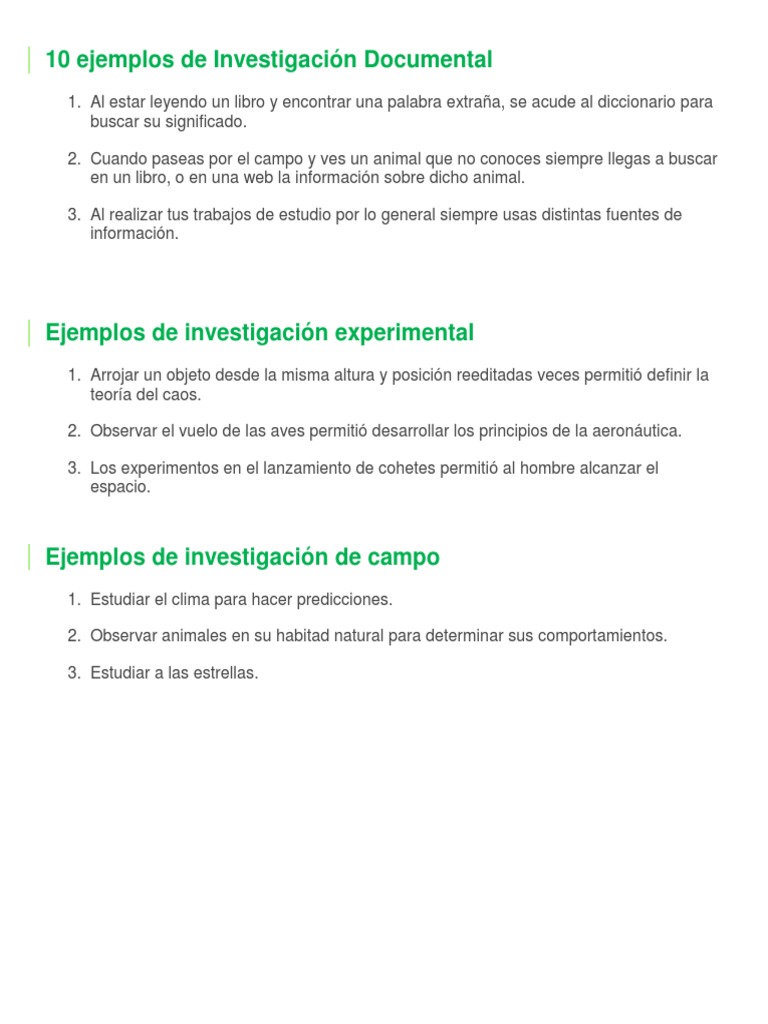 10 Ejemplos de Investigación Documental
