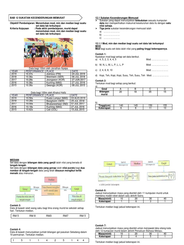 Bab 12 Sukatan Kecenderungan Memusat | PDF