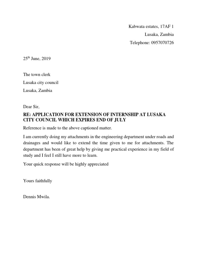 Internship Extension Letter Pdf