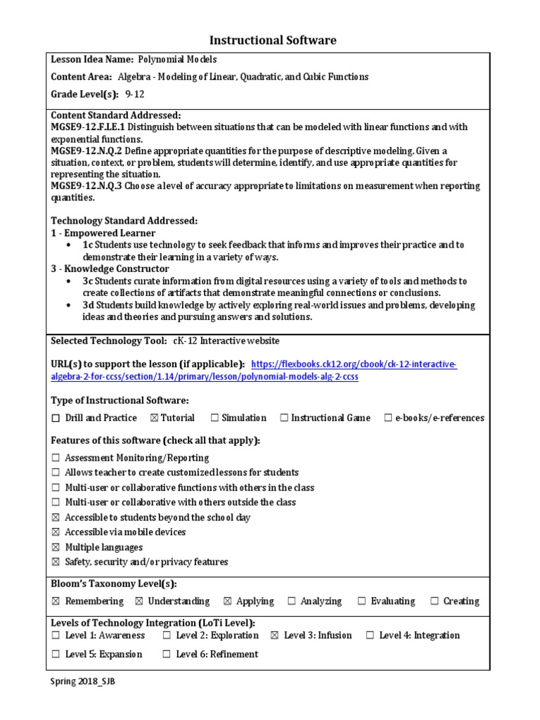 Instructional Software Lesson Template | PDF | Teaching | Learning