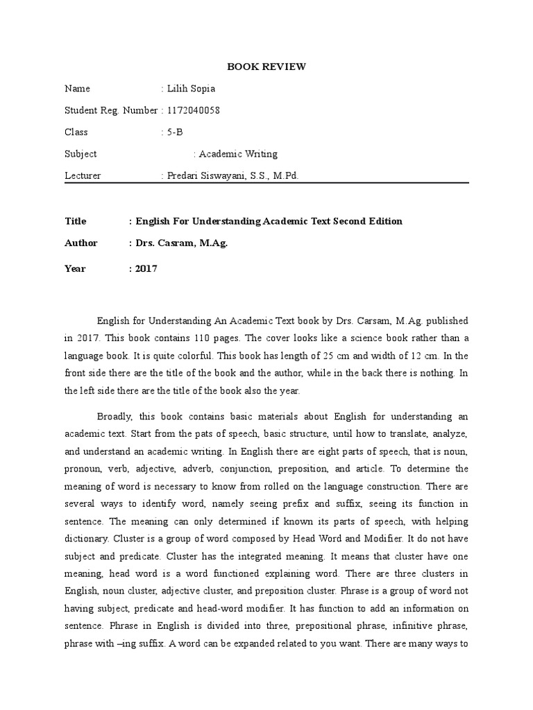 Academic Writing Book Review | PDF | Phrase | English Language