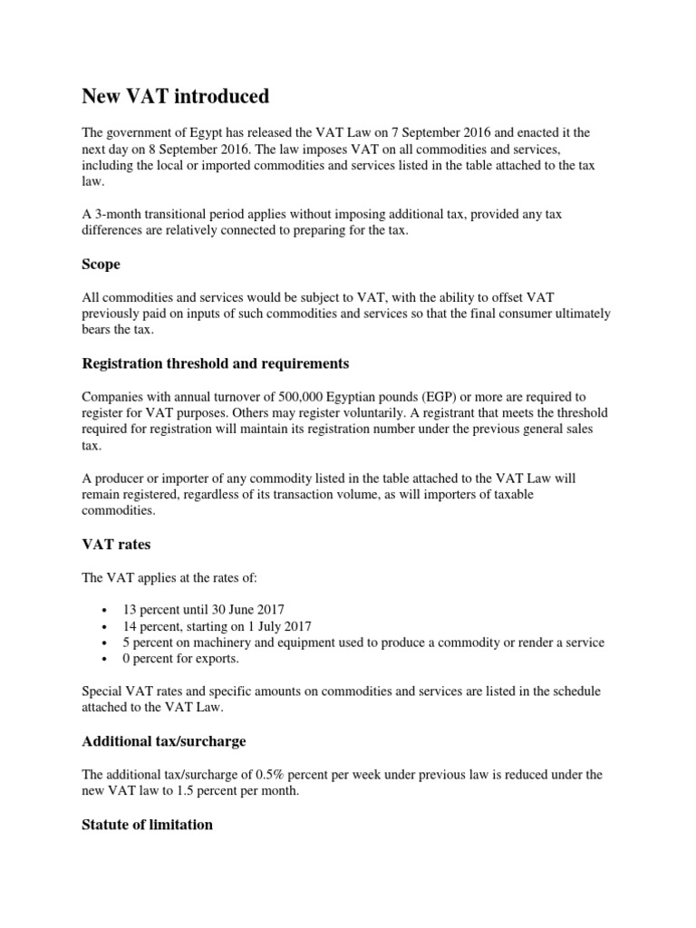 New VAT Introduced: Scope | PDF | Value Added Tax | Tax Exemption