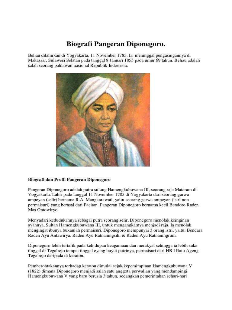 Biografi Pangeran Diponegoro | PDF