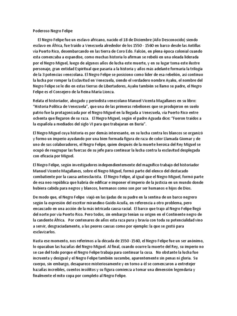 Poderoso Negro Felipe | PDF | Esclavitud | Venezuela