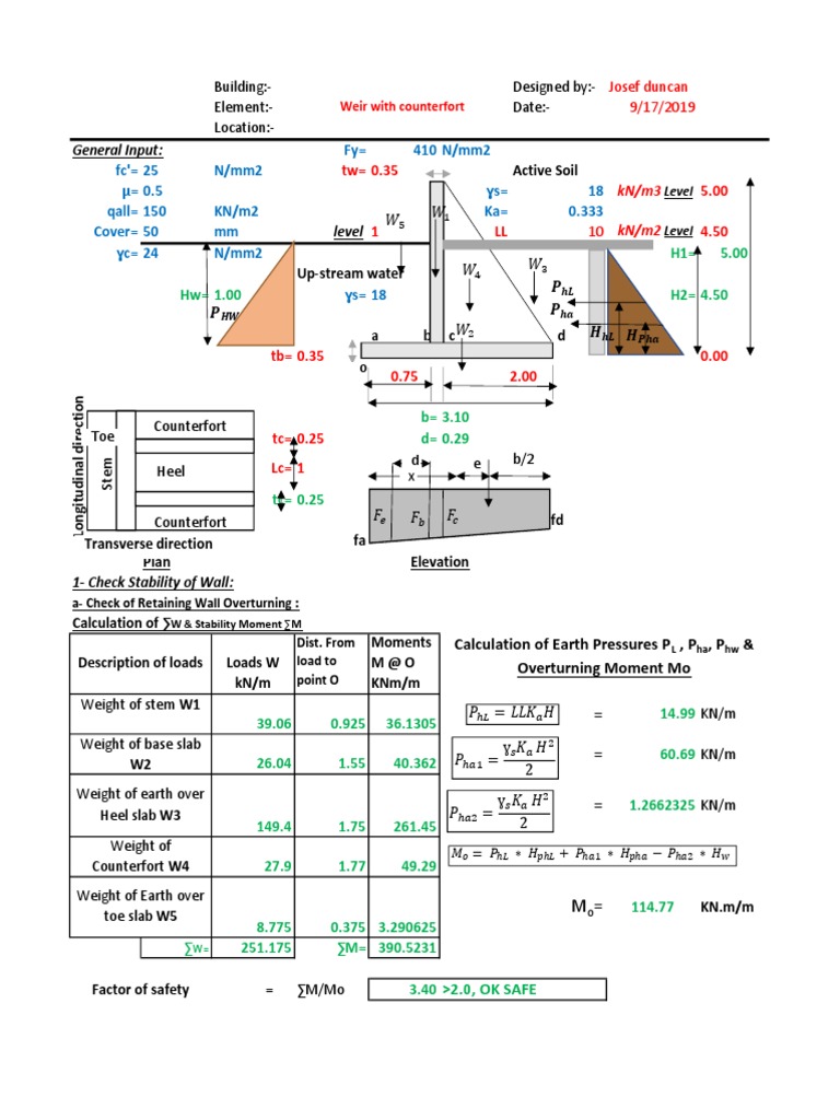 Counter Fort Retaining Wall | PDF | Continuum Mechanics | Economic Sectors