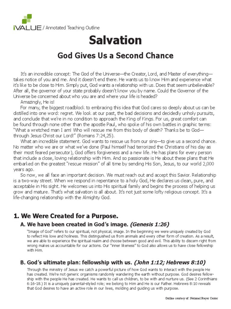 Salvation Outline | PDF | Salvation | Grace In Christianity