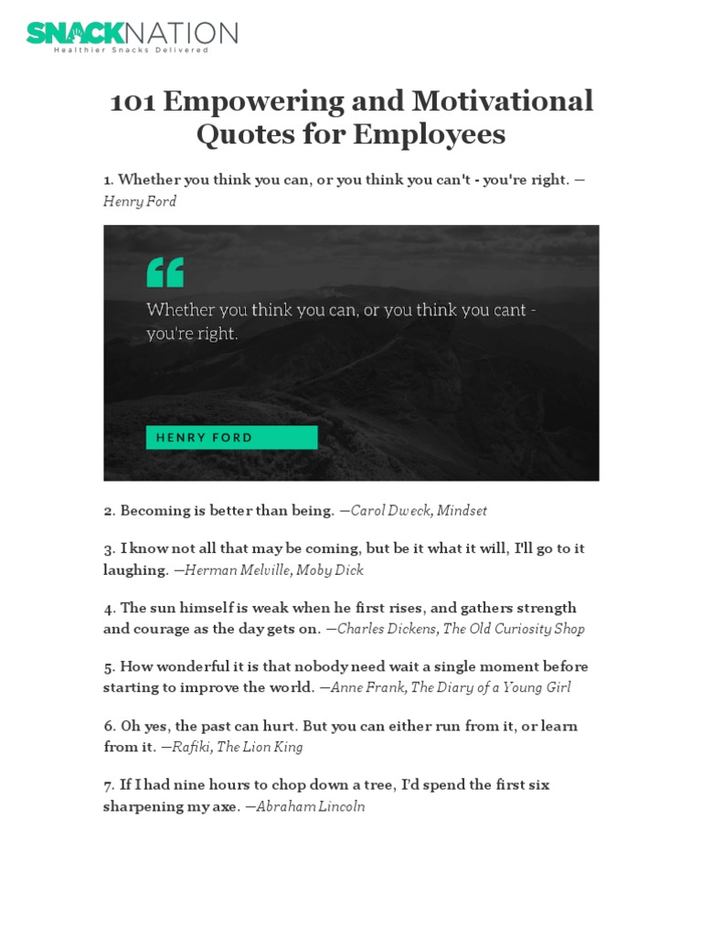 101 Empowering and Motivational Quotes For Employees | PDF
