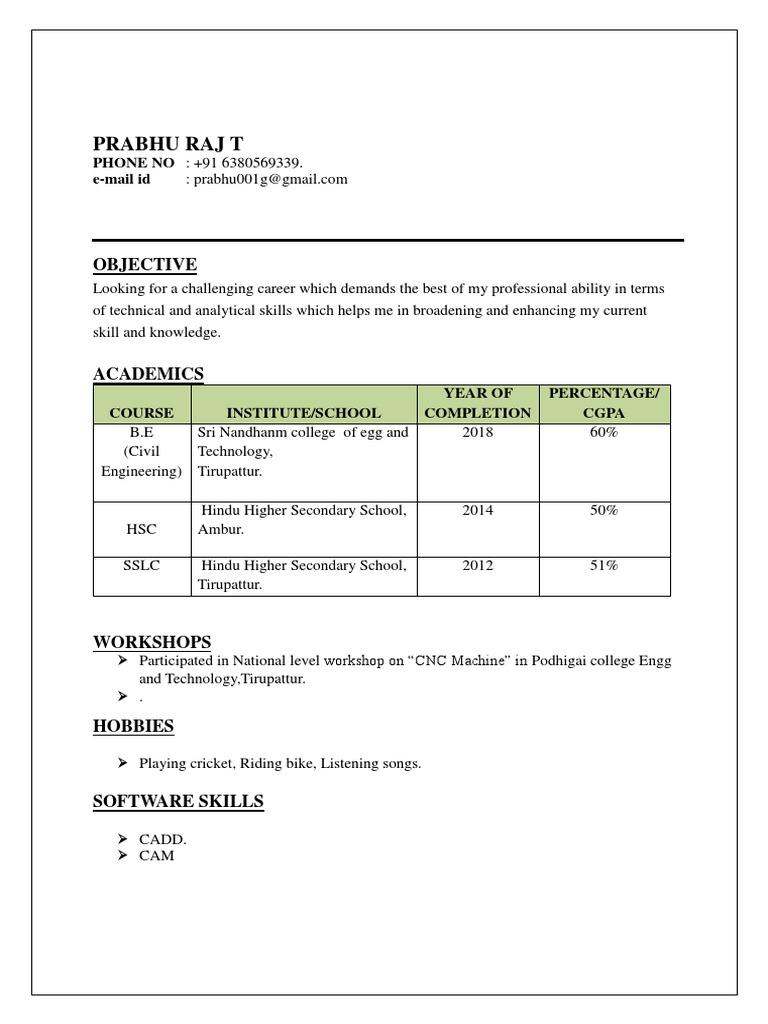 Prabhu Raj T: Objective | PDF | Career & Growth