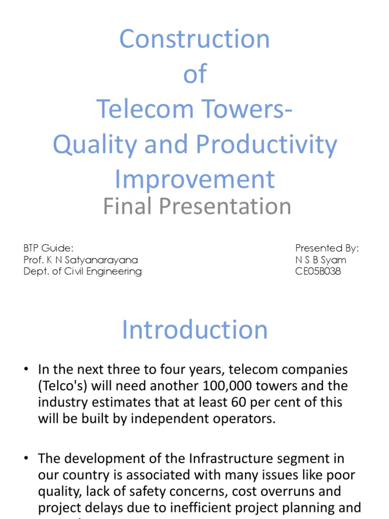 Construction of Telecom Tower | PDF | Surveying | Telecommunication