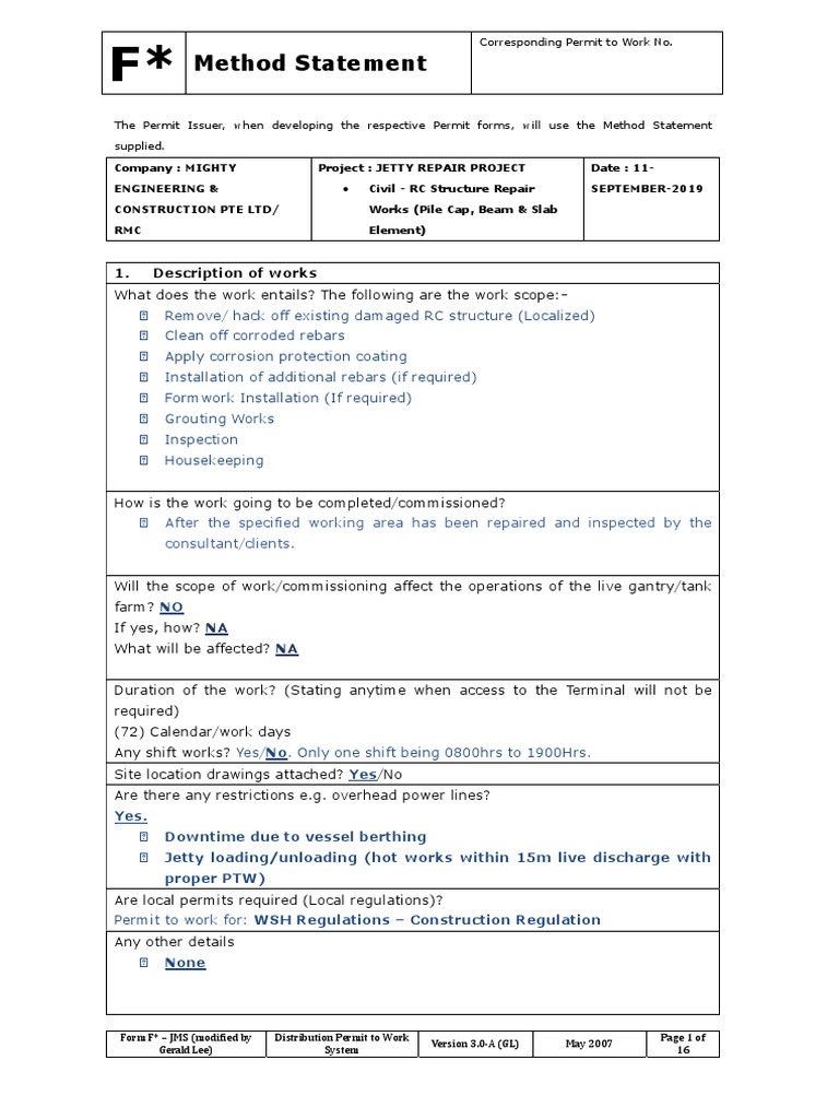 Method Statement | PDF | Corrosion | Concrete