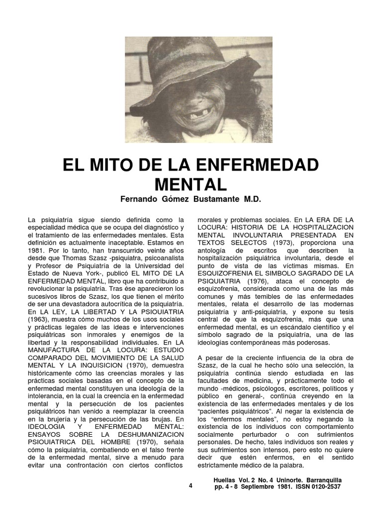 El Mito de La Enfermedad Mental | PDF | Psiquiatría | Trastorno mental