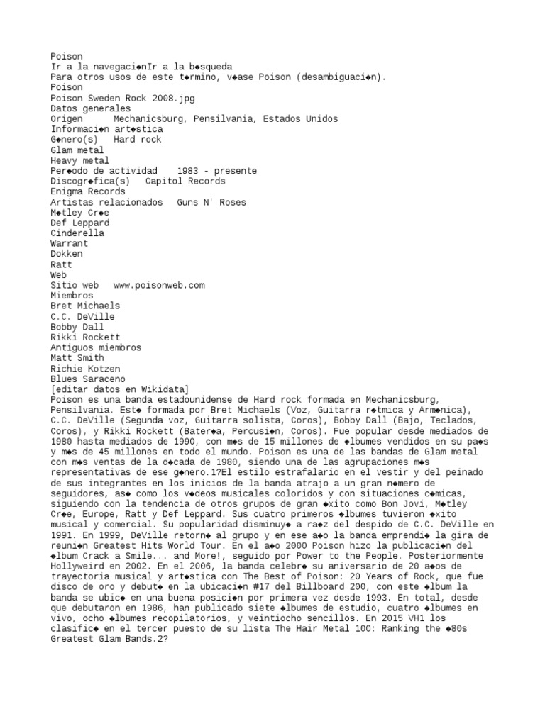 Poison Wiki | PDF | Grupos de música rock | Grupos musicales