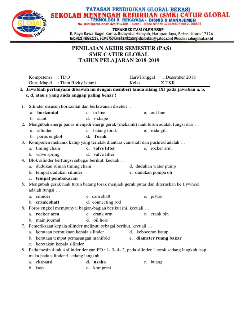 Soal TDO Kelas X | PDF