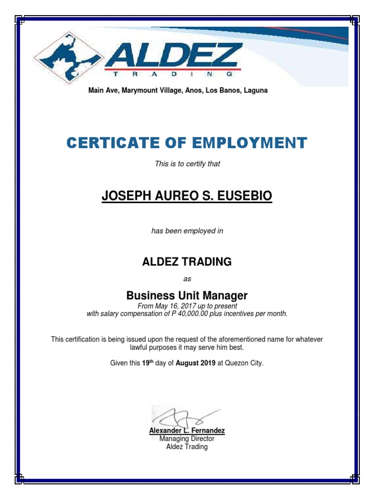 Certicate of Employment | PDF