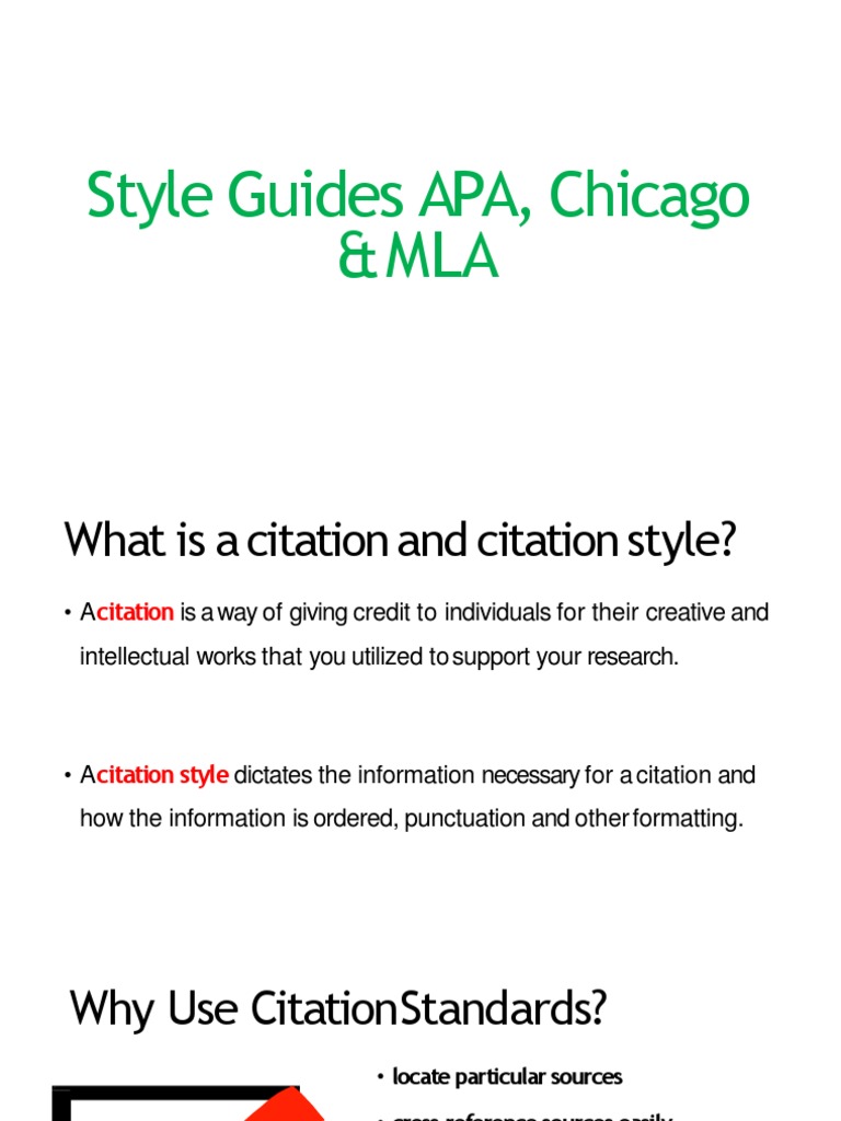 Style Guides APA, Chicago &mla | PDF | Citation | Publishing