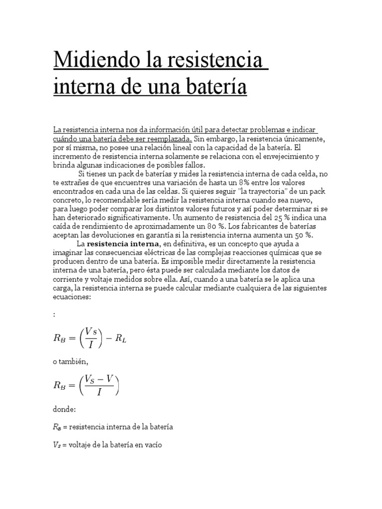 Cómo Calcular La Resistencia Interna de Una Batería | PDF | Resistencia ...