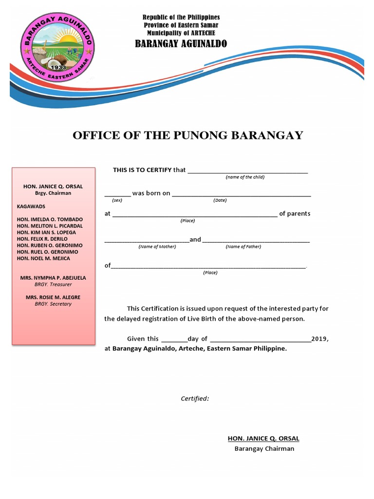 Barangay Late Registration Clearance | PDF