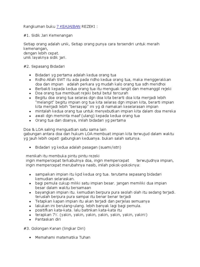 7 Keajaiban Rezeki PDF | PDF