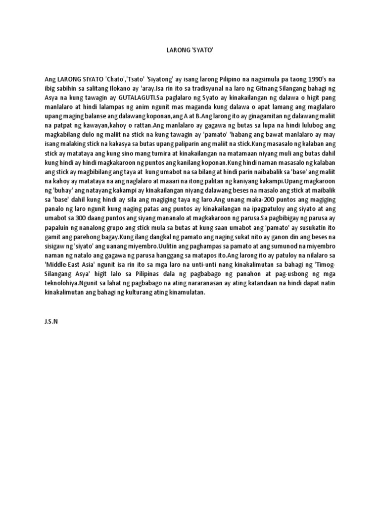 Larong Siyato | PDF