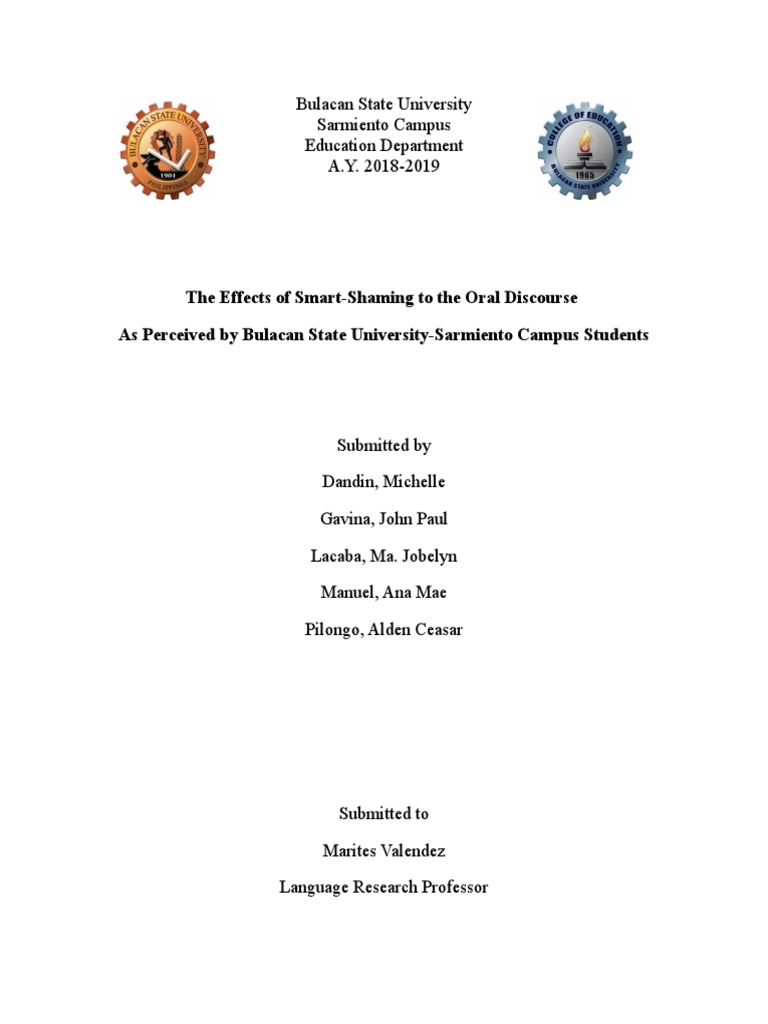 The Effects of Smart-Shaming To Oral Discourse Chapter 1 | PDF ...