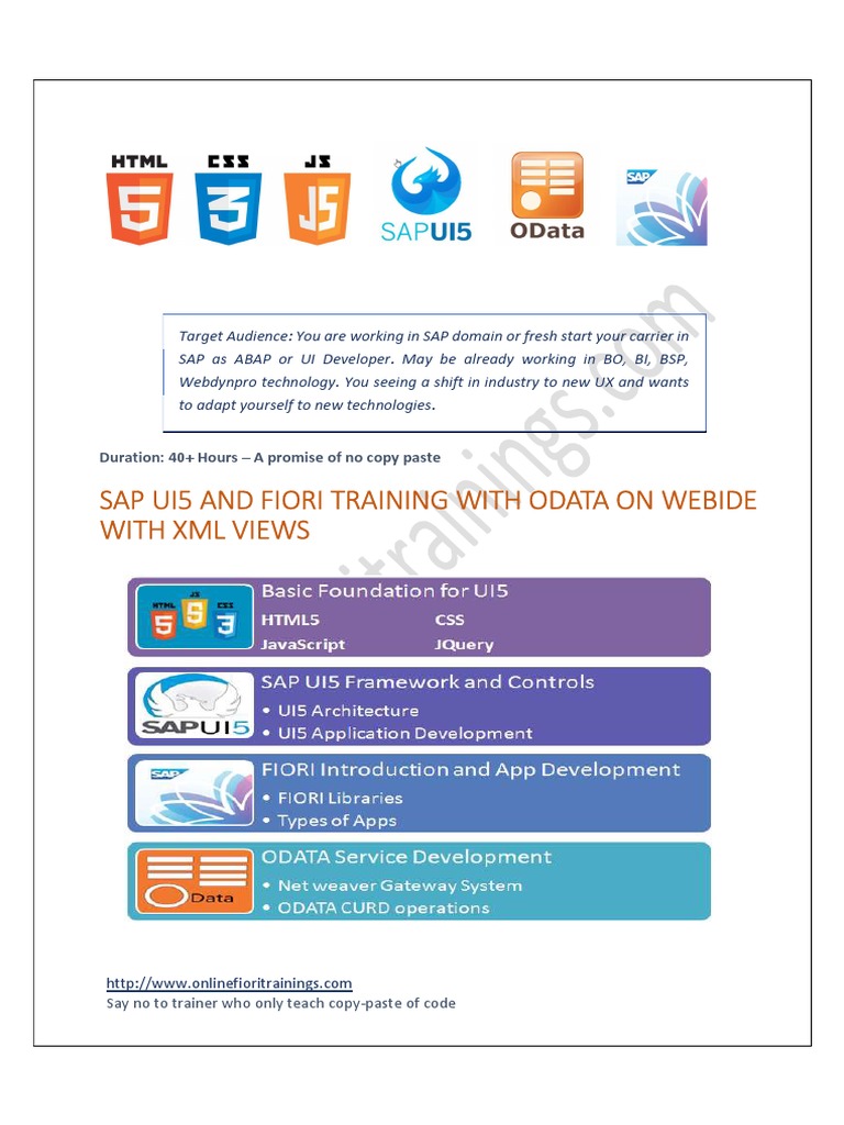 Sap Ui5 and Fiori Training With Odata On Webide With XML Views | PDF | J Query | Java Script