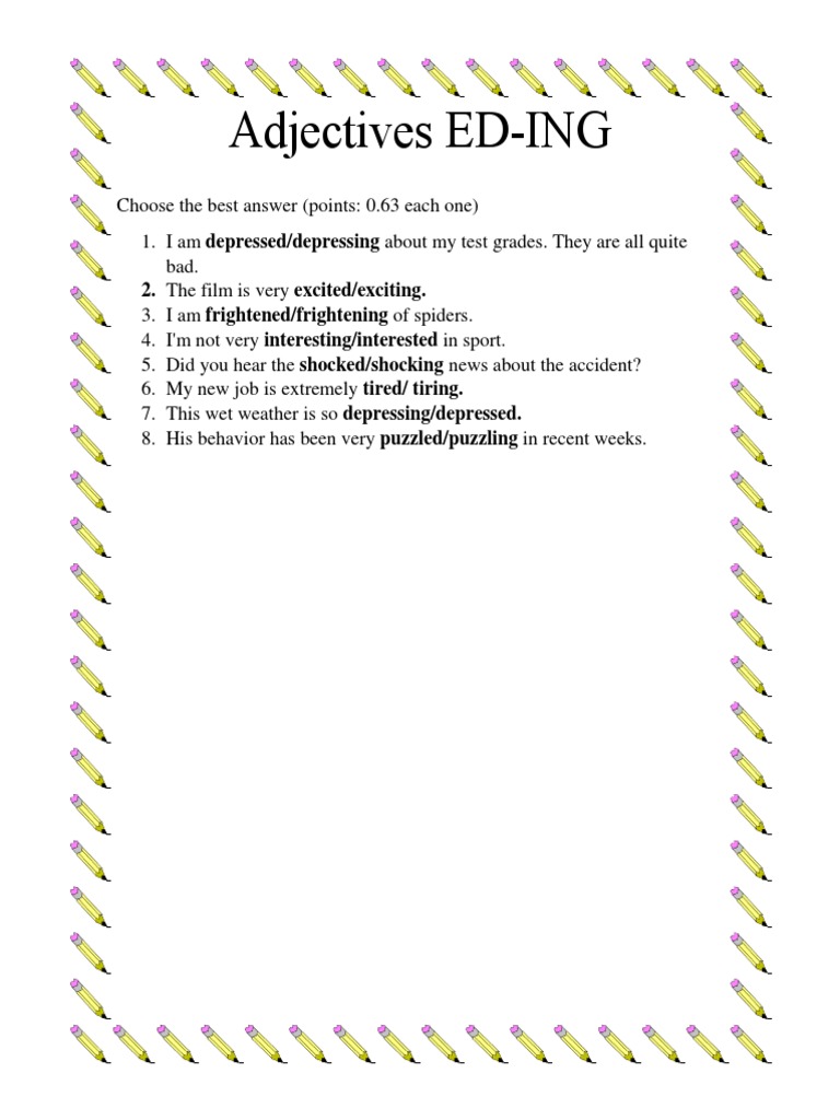 Adjectives ED-ING Worksheet | PDF