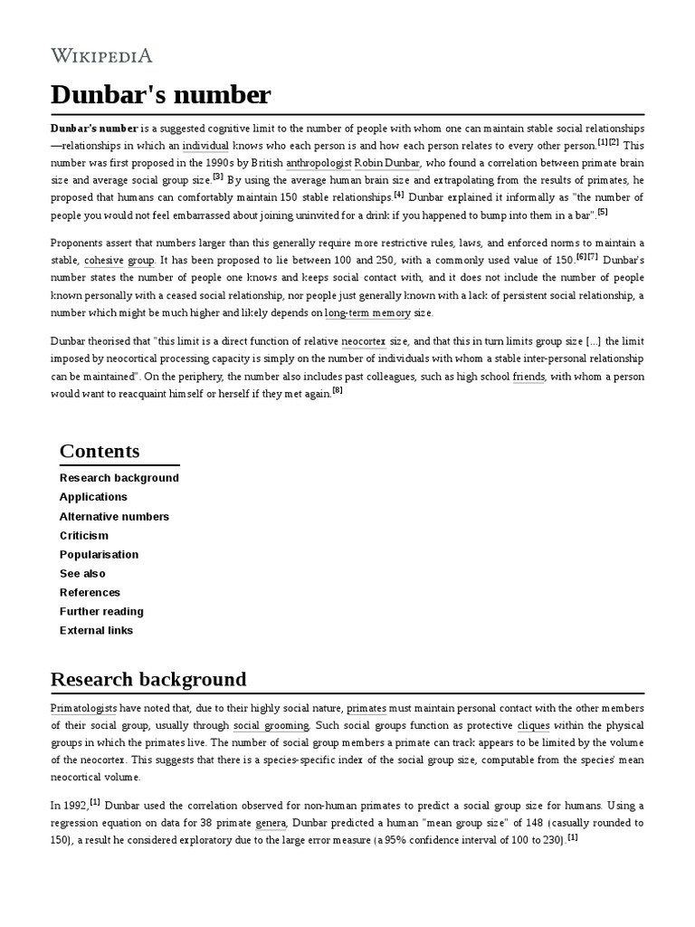 Dunbar's Number | PDF