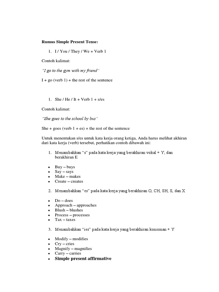 Rumus Simple Present Tense | PDF | Syntax | Syntactic Relationships