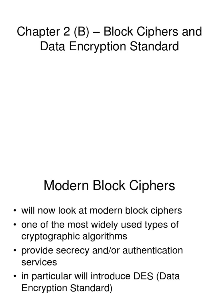 Chapter 2 (B) - Block Ciphers and Data Encryption Standard | PDF | Cipher | Security Engineering