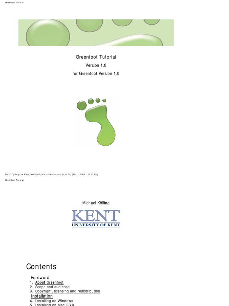 Greenfoot Tutorial PDF | PDF | Installation (Computer Programs ...