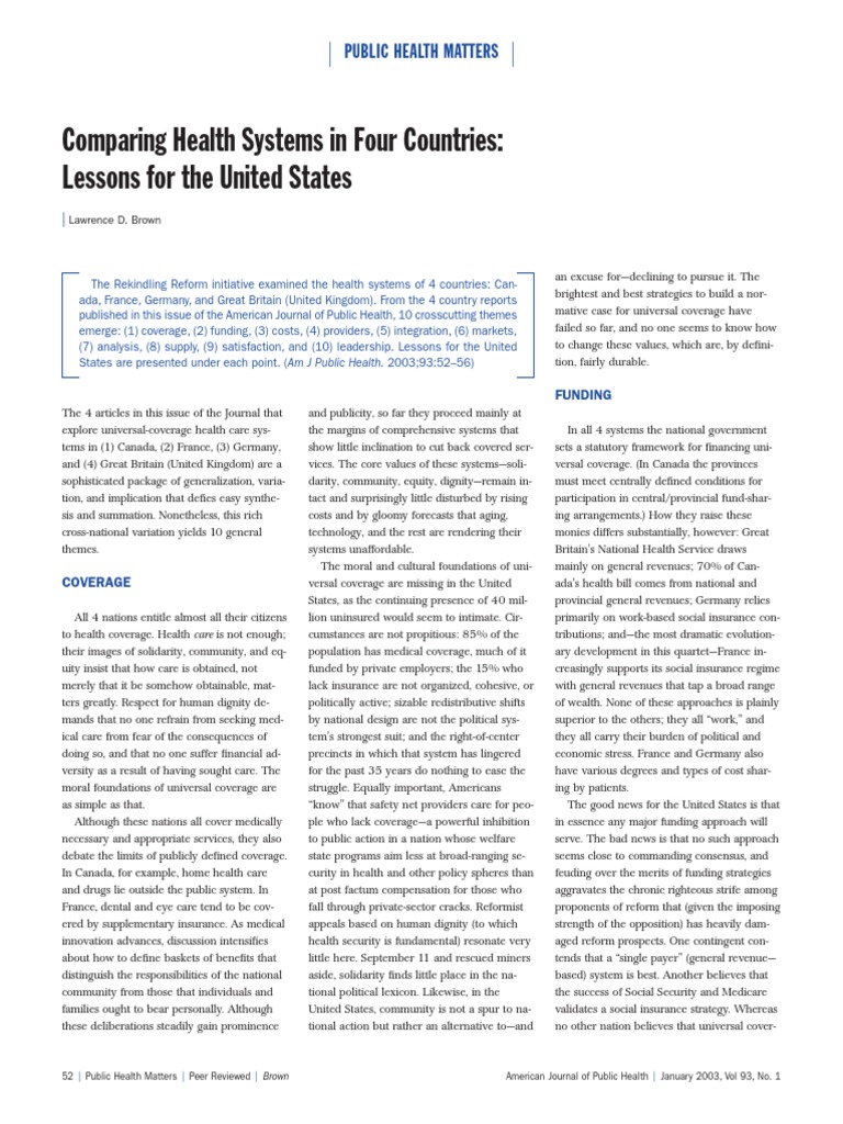 4 Country Compares Health System | PDF | Managed Care | Medicare ...