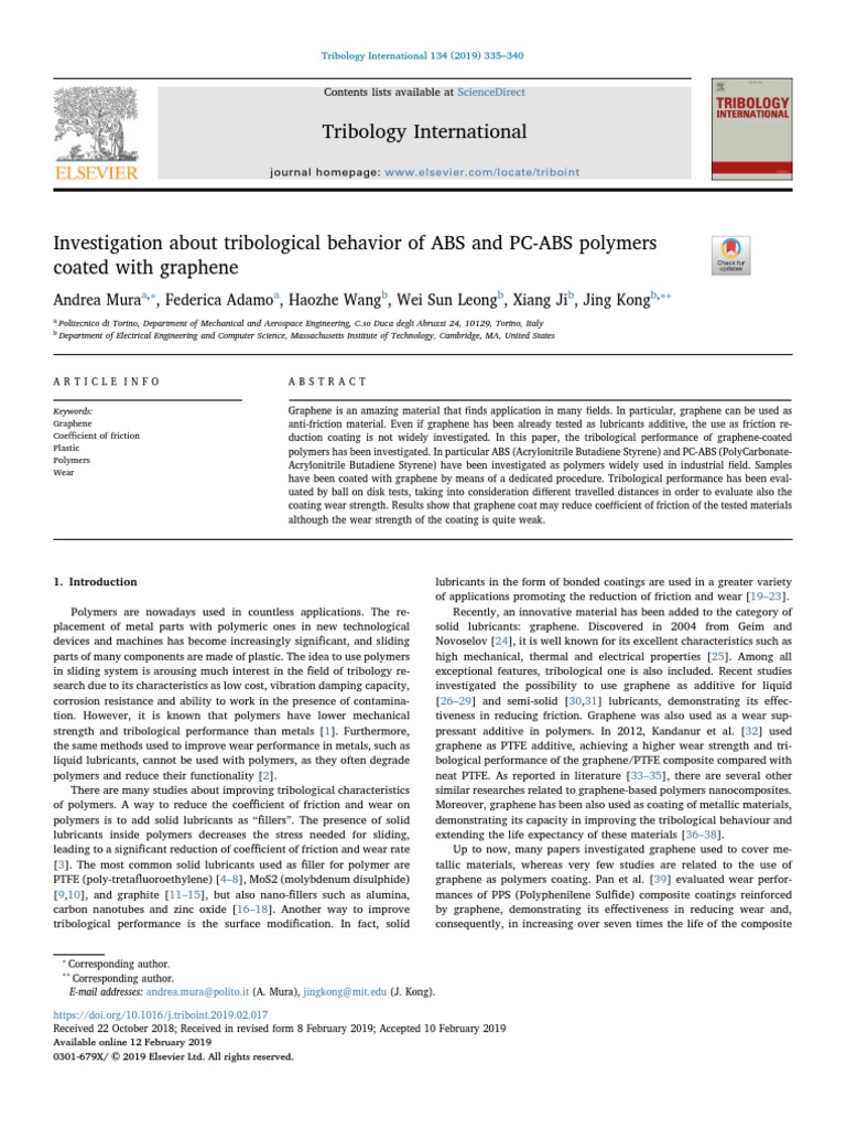 Termoplastico Abs | PDF | Wear | Graphene