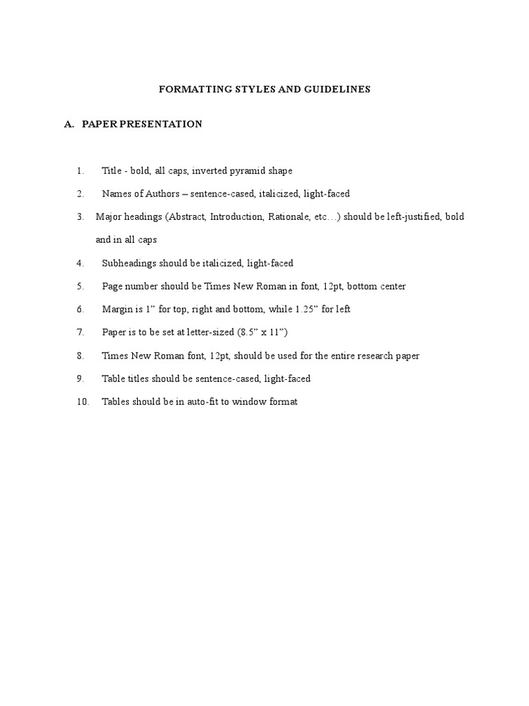 Formatting Styles for Research Papers | PDF