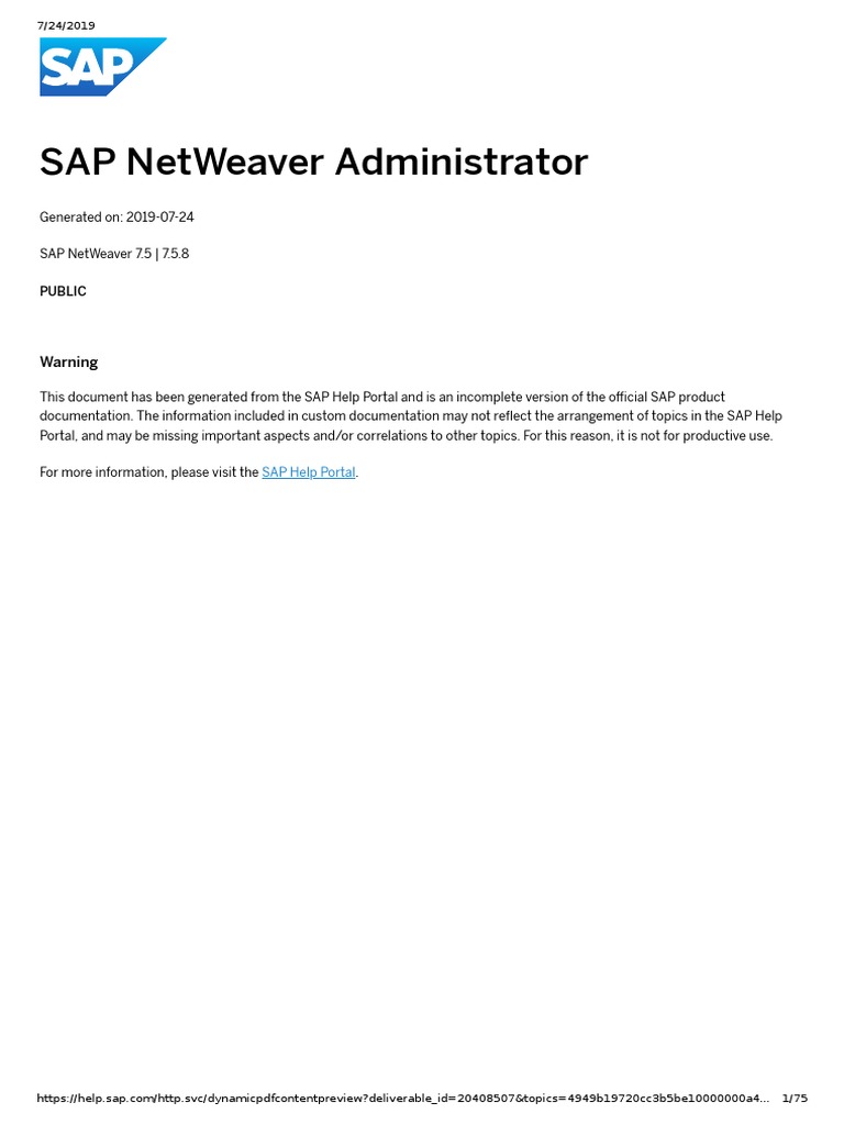 SAP NetWeaver Administrator Documentation | PDF | Web Application ...