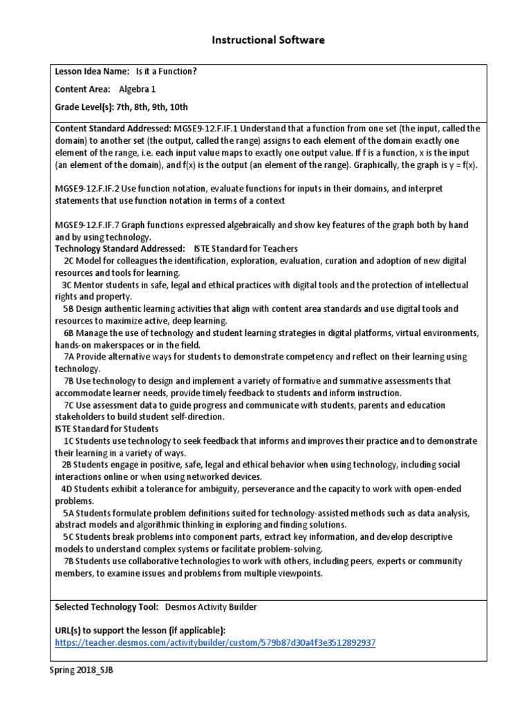 02 Instructional Software Lesson Idea Template 1 | PDF | Function ...