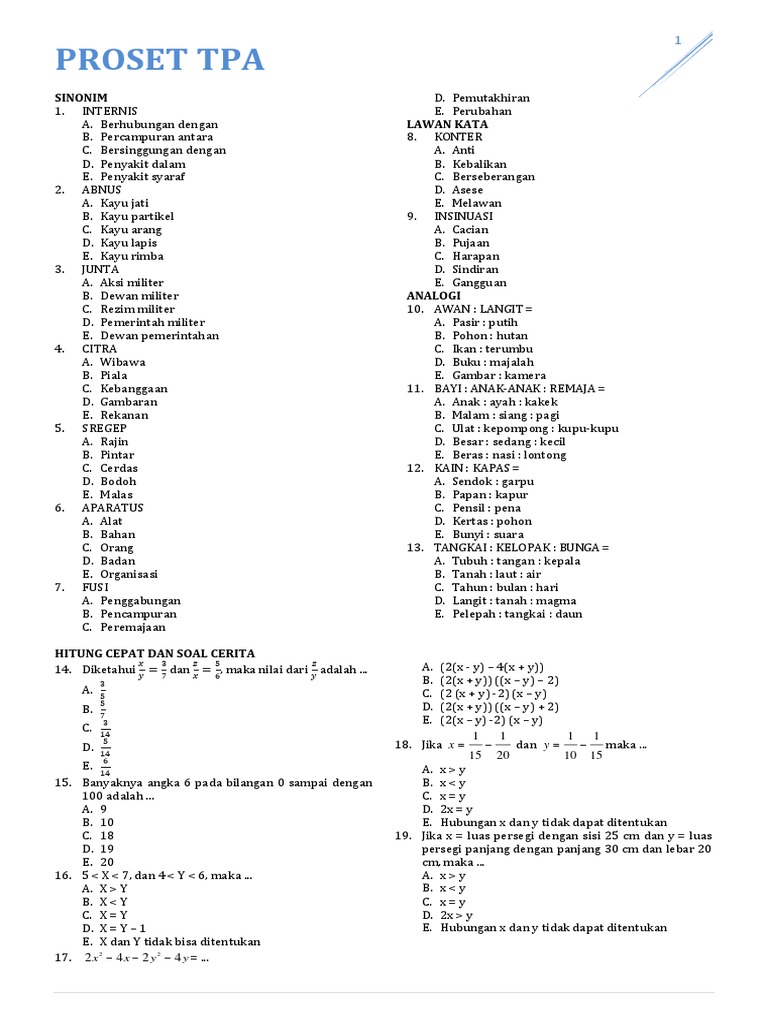 Proset 6 Tpa Stan (Pecahan Simulasi Stan 6 (Sintas) | PDF