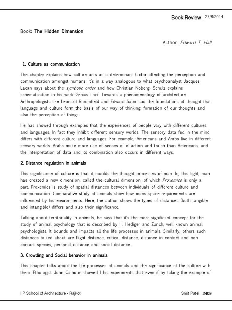 Book Review - The Hidden Dimension PDF | PDF | Perception | Senses